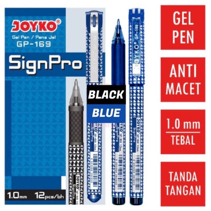 JOYKO Pen Tanda Tangan Sign Pro GP-169 Gel Pen Hitam Dan Biru Ecer 1.0 ...