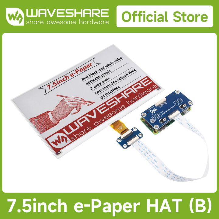 Waveshare 7.5inch E-Paper E-Ink Display HAT (B) For Raspberry Pi, 800× ...