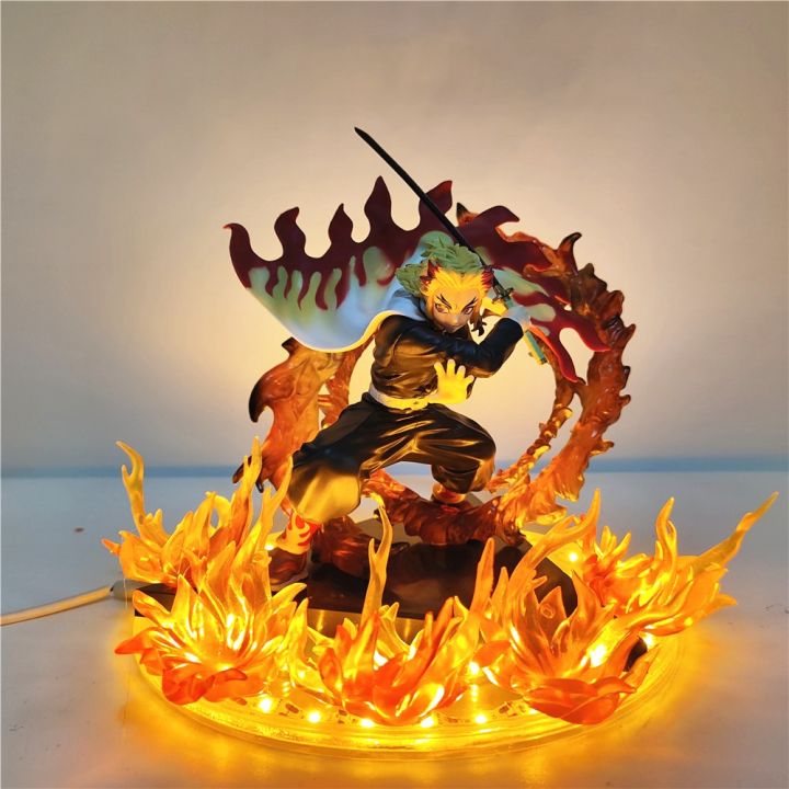 Demon Slayer Rengoku Kyoujurou Anime Figures Fire Led Scene DIY PVC ...