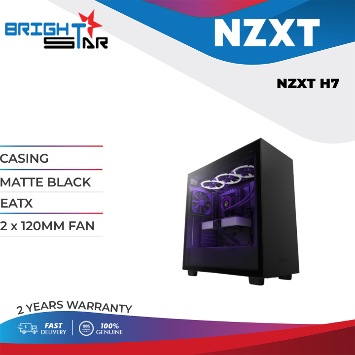 PC CASING / NZXT H7 / (MATTE BLACK, MATTE WHITE) / EATX / 2 x 120MM FAN ...