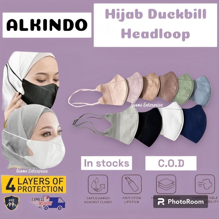 ALKINDO Adult Hijab 3D Duckbill 4ply Headloop Face mask | Lazada