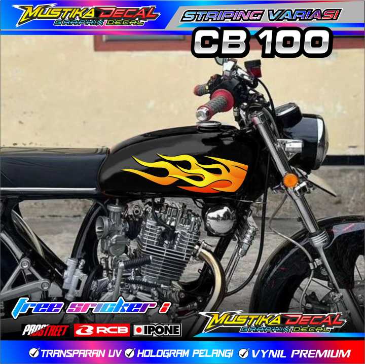 STRIPING VARIASI CB 100 HONDA DESAIN API / STIKER LIST VARIASI HONDA CB ...