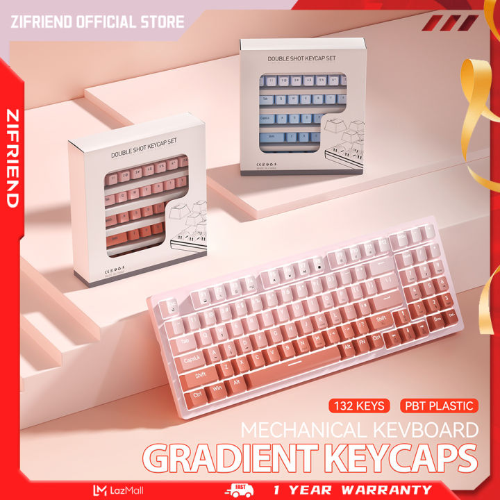ZIFRIEND 132 keys Keycaps Set Key Caps Kit PBT Gradient Dip Dyeing ...