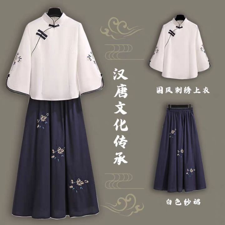 Chinese style, Hanfu, cotton and linen tops, improved cheongsam ...