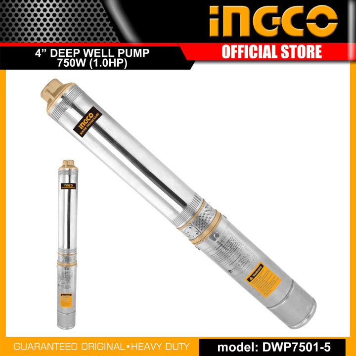 INGCO 4" Deep Well Pump 750W Stainless Steel Body DWP7501-5 (CONTROL ...