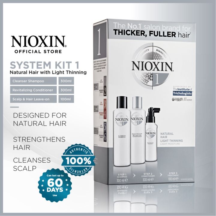 NIOXIN System Kit 1 60-day Kit for Natural Hair with Light Thinning ...