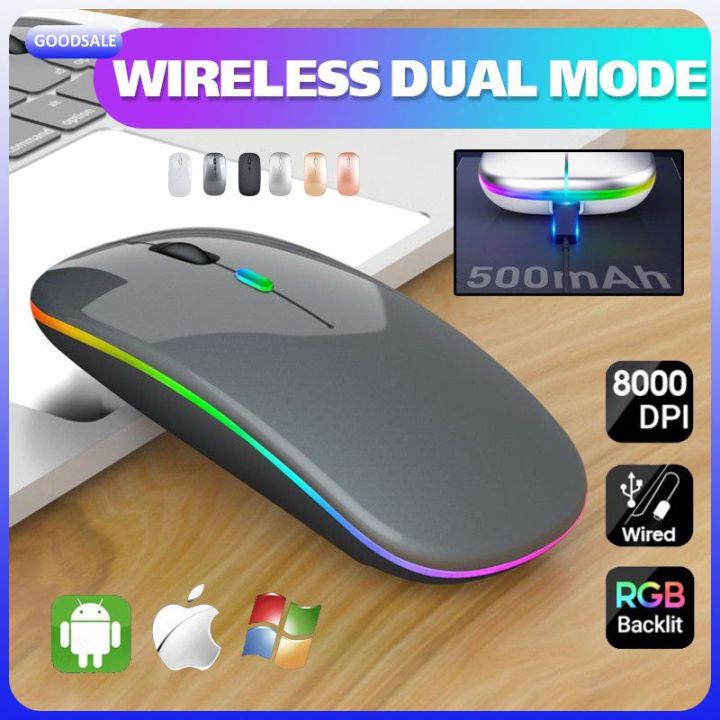 Bluetooth Mouse Wireless And 2.4GHz USB Receiver Rechargeable Dual ...