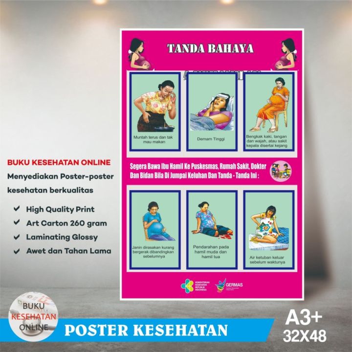 Poster Kesehatan TANDA BAHAYA KEHAMILAN - LAMINATING GLOSSY | Lazada Indonesia