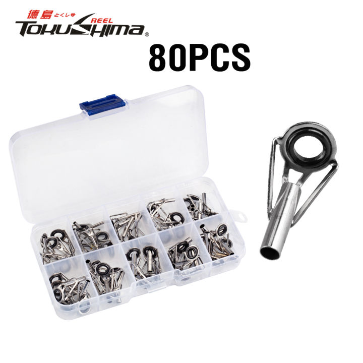 80Pcs Fishing Rod Guide Ring Set Different Size Stainless Steel Repair ...