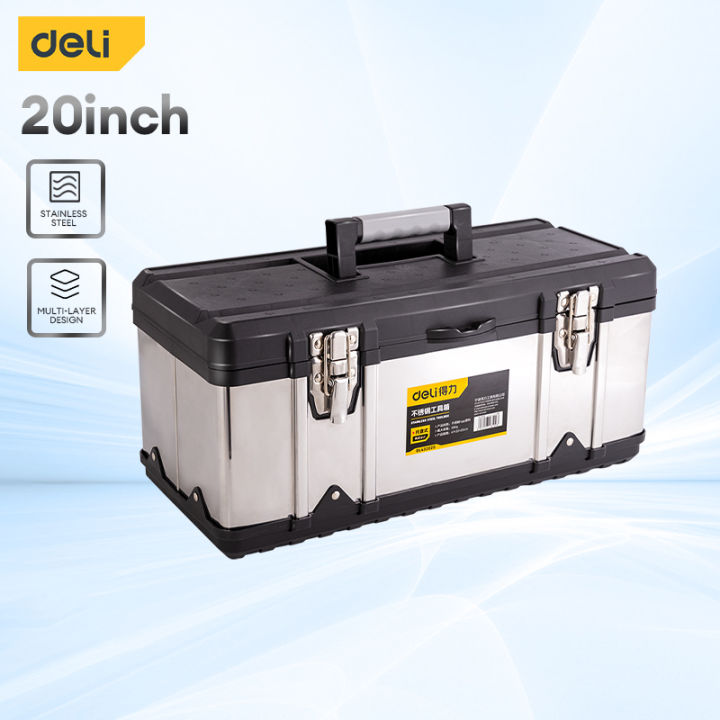 Deli Power Tools Box 17/20 Inches Stainless Steel Tool Box Double Layer ...