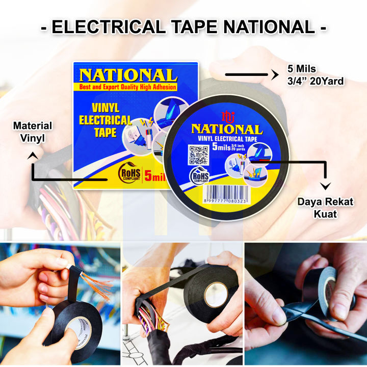 VINYL ELECTRICAL TAPE NATIONAL 5 MILS 3/4 INCH 20 YARDS - ISOLASI ...