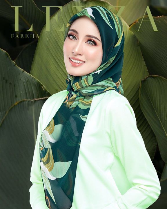 🌸 FAREHA Bawal Anti Kedut BAK SE Nagisa Black To Floral Korean Chiffon ...