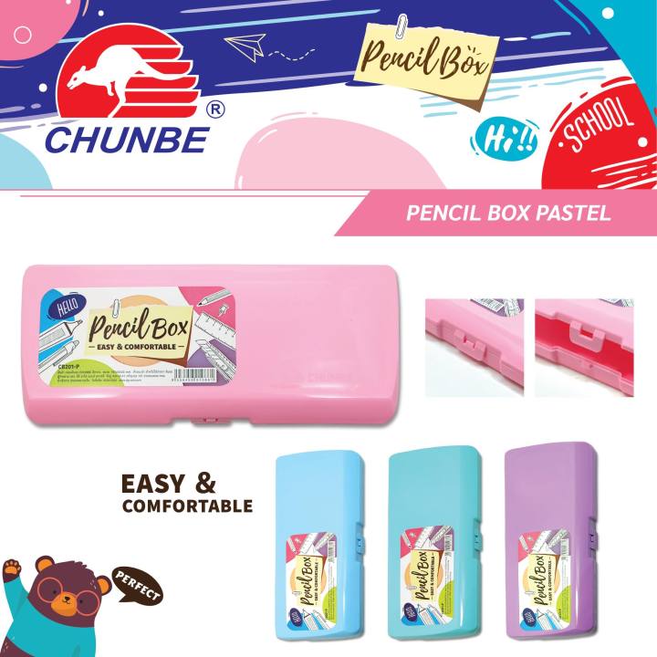 CHUNBE CB201-P กล่องดินสอพลาสติกสีพาสเทลสดใส | Lazada.co.th
