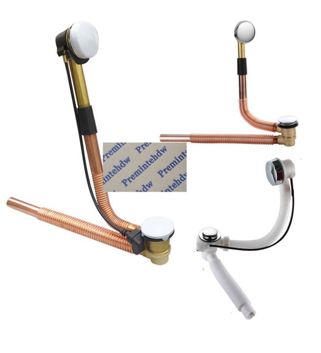 Copper Bellows Bath Tub Bathtub Drain Kit Cable Driven Stopper Pup-up ...