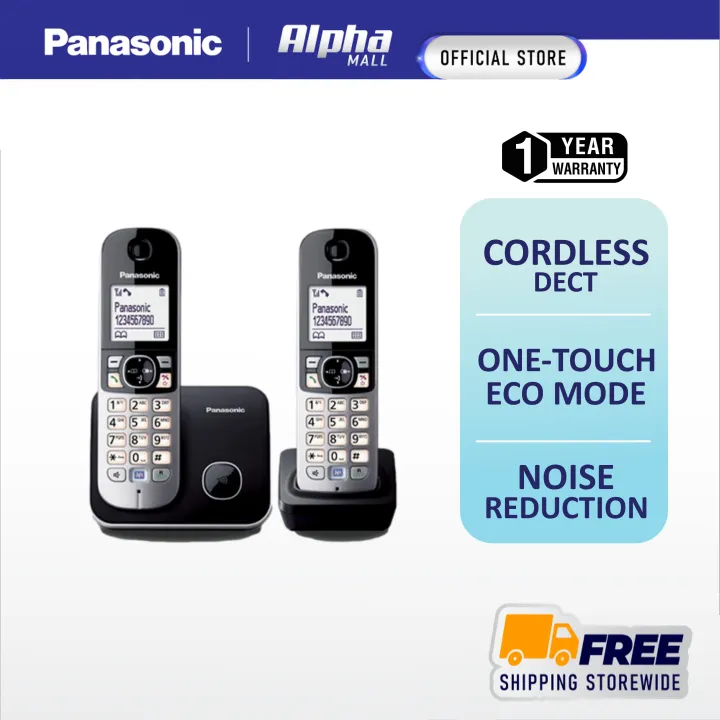 PANASONIC TG6812 Twin Dect Phone Speaker Phone KX-TG6812MLB Hands Free Expandable Alarm Clock ...