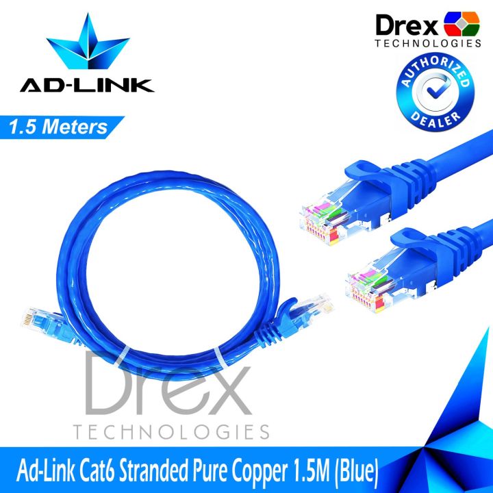 1.5M Ad-Link Stranded Pure Copper Gigabit Cat6 UTP Cable Patch Cord ...
