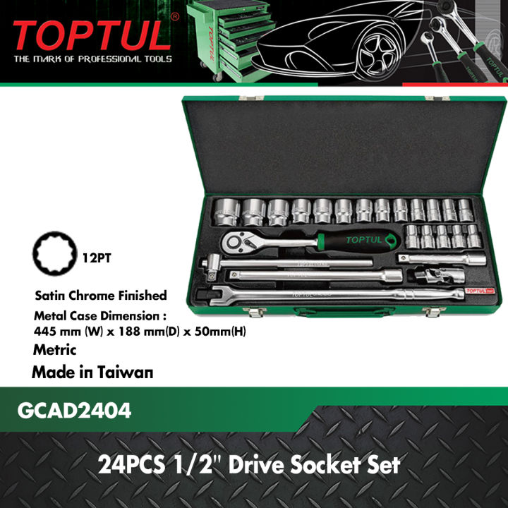 Toptul 24PCS 1/2 DR. Socket Set | Lazada PH
