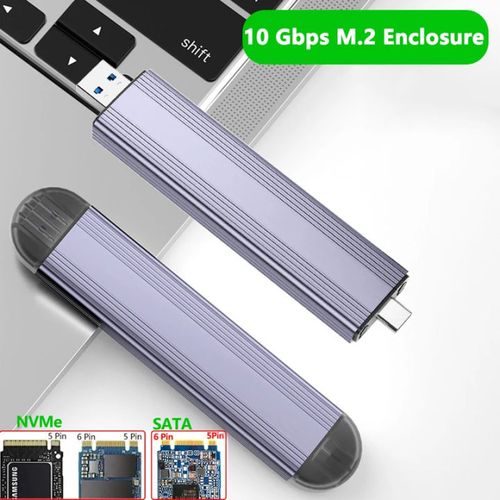 10Gbps NVMe enclosure case SSD NFEM M2 ngff Sata dual protocol external ...