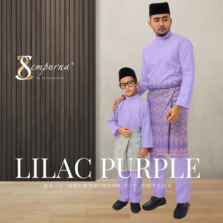 Baju Melayu Sepasang Dewasa & Budak Brand Sempurna Warna Lilac Purple ...