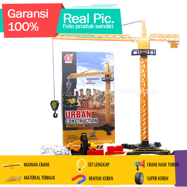 Diecast Miniatur Mainan Mobil Tower Crane Konstruksi Alat Bera | Lazada ...