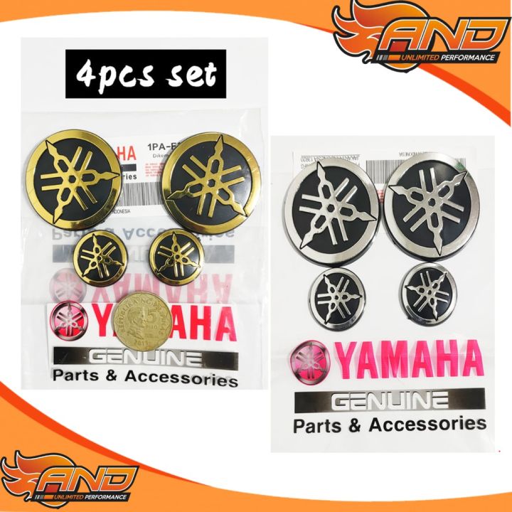 Yamaha Genuine Emblem Logo GOLD & SILVER 4PCS SET BIG & SMALL | Lazada PH