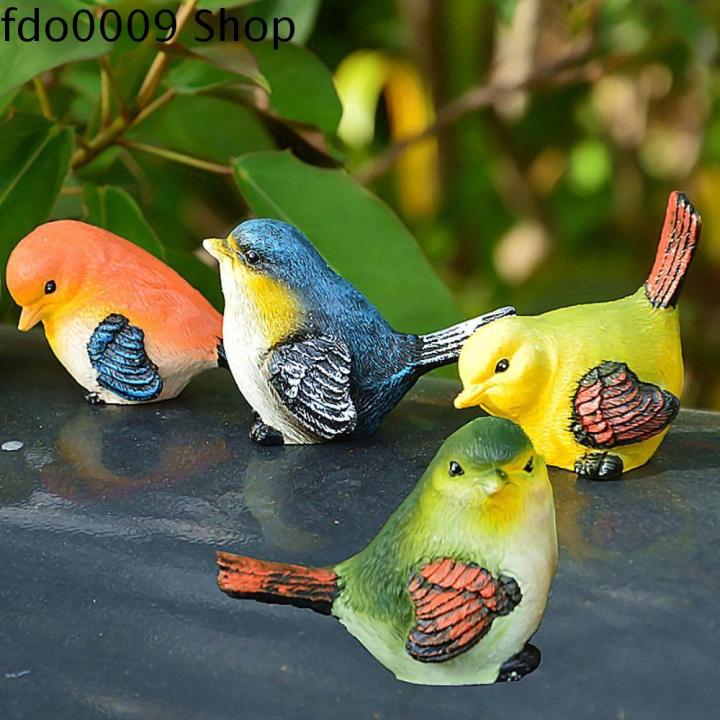 FDO0009 4pcs Cute Birds Statue Creative Resin Animal Sculpture Garden ...
