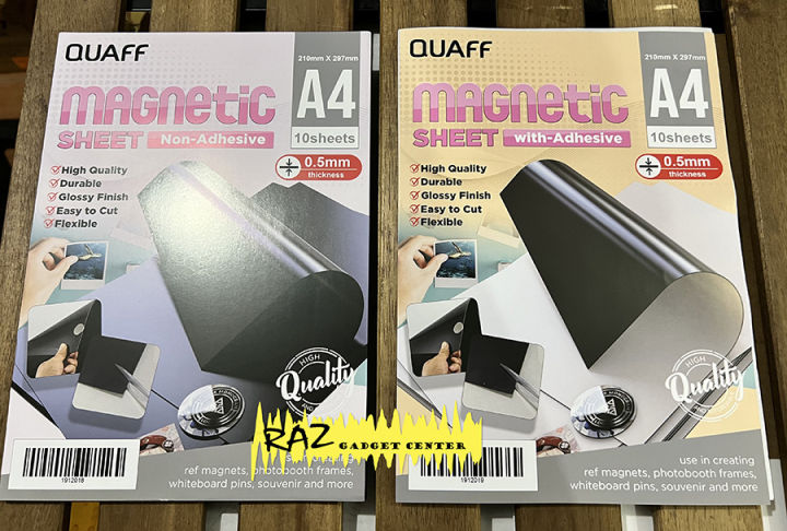 QUAFF 0.5mm thick A4 Size Magnetic Sheets (10 Sheets per pack Bundle) With & Without Adhesive ...
