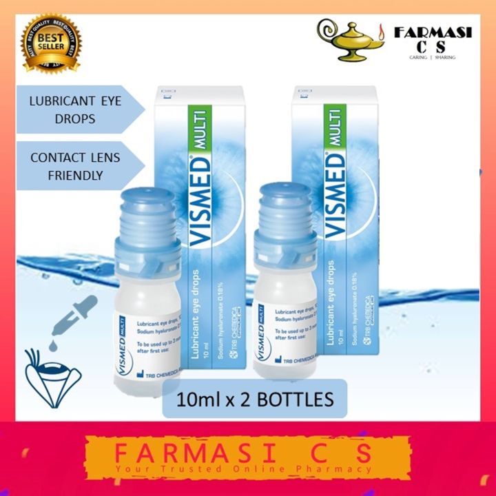 Vismed Multi Lubricant Eye Drops 10ml x 2 Bottles (TWIN) (Sodium ...