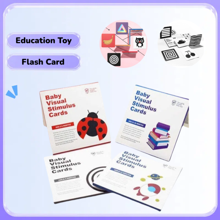 Montessori Baby Black White Flash Cards Toys Sensory Visual Stimulation ...