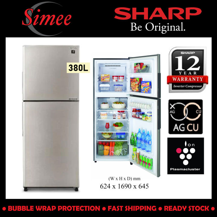 Sharp Fridge 380L J-Tech Inverter Plasmacluster Refrigerator Fridge ...