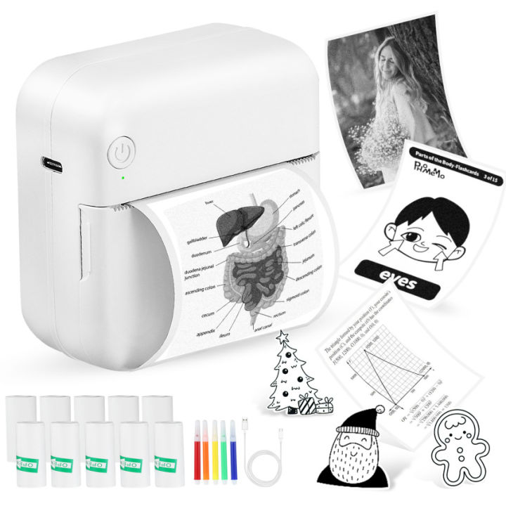 เครื่องพิมพ์สติกเกอร์เครื่องพิมพ์บลูทูธขนาดเล็กพร้อมกระดาษความร้อนแบบมี ...