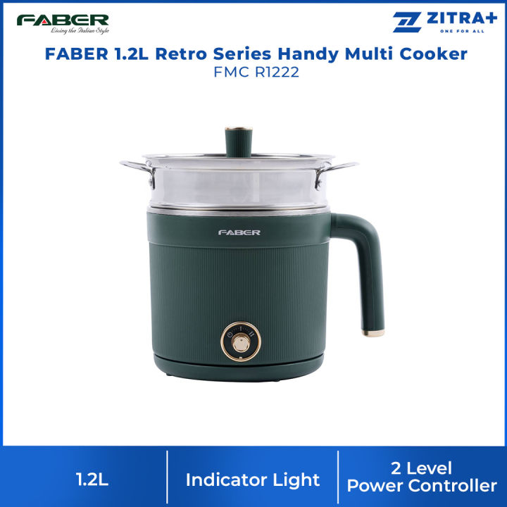 FABER 1.2L Retro Series Handy Multi Cooker FMC R1222 | Boil-Dry Protection | Safety Cut-Off ...