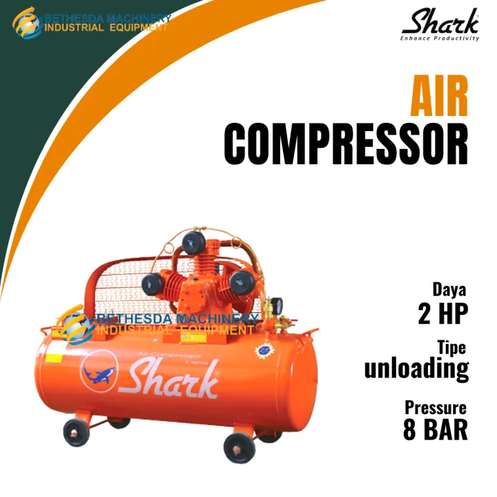 Mesin Shark Air Compressor 8 Bar 2 HP Kompresor udara 2 PK | Lazada ...