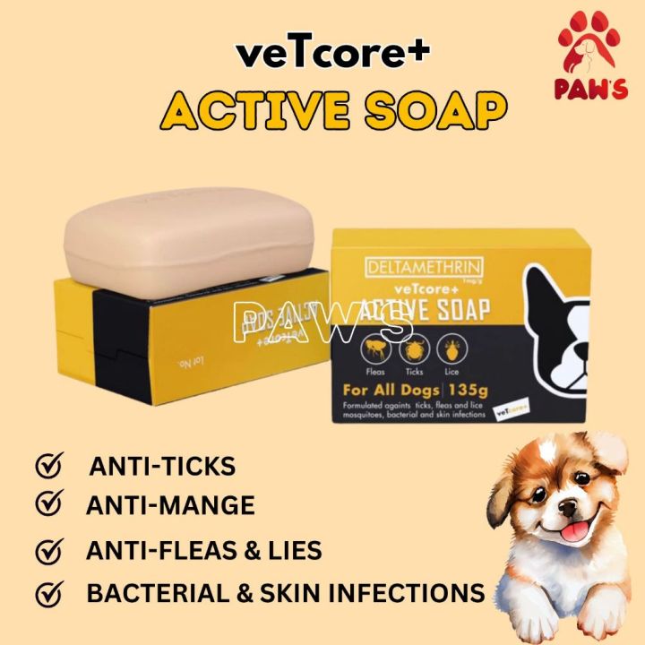135g Vet Core VETCORE Plus Active Soap for Dog & Puppy ANTI TICK ...