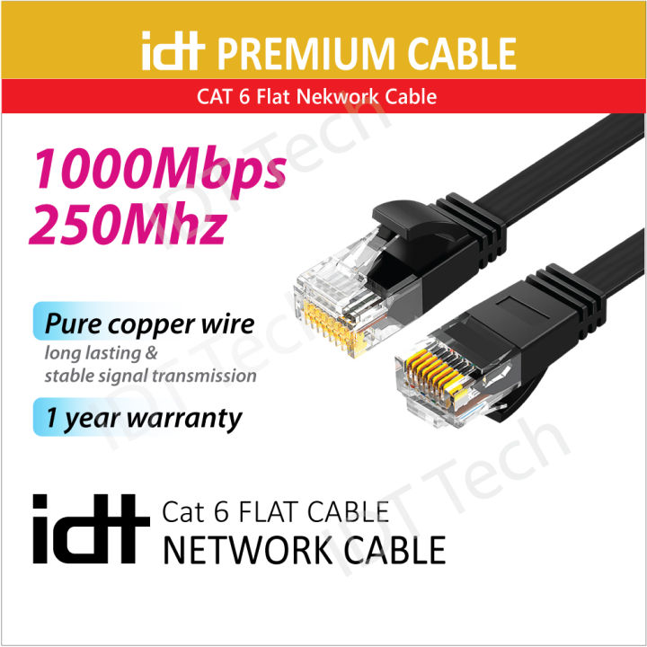 IDT Network LAN Patch Flat Cable CAT6 RJ45 Gigabit high Speed Ethernet ...