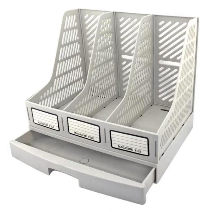 3-slot Plastic File Holder Office Desk Organizer WIth Drawer | Lazada PH