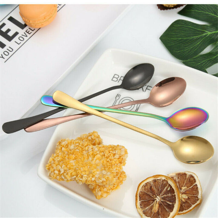 Stainless Steel Long Spoon Colorful - Sendok Aduk Kopi Teh Panjang ...
