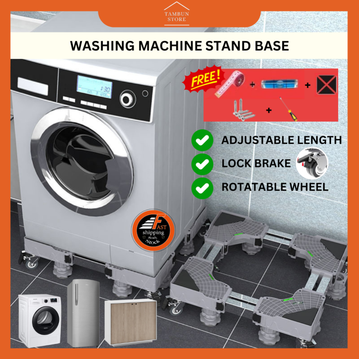 Ready Stock 150-500kg Washing Machine Stand Base Wheels Roller Moveable ...