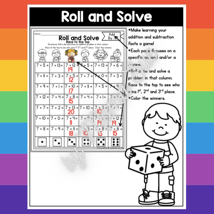 Mastering Subtraction : Roll and Solve - Subtraction up to 20 ...