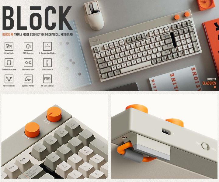 LOFREE Block Wireless Mechanical Keyboard, 98 Keys Rechargeable Hot ...