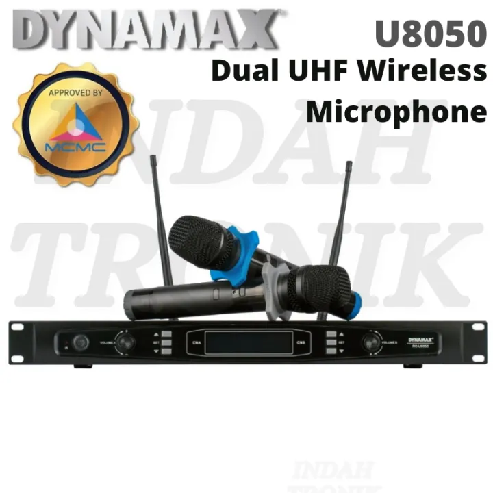 DYNAMAX RC-U8050 Dual UHF Wireless Microphone System MCMC Approval, 200 ...
