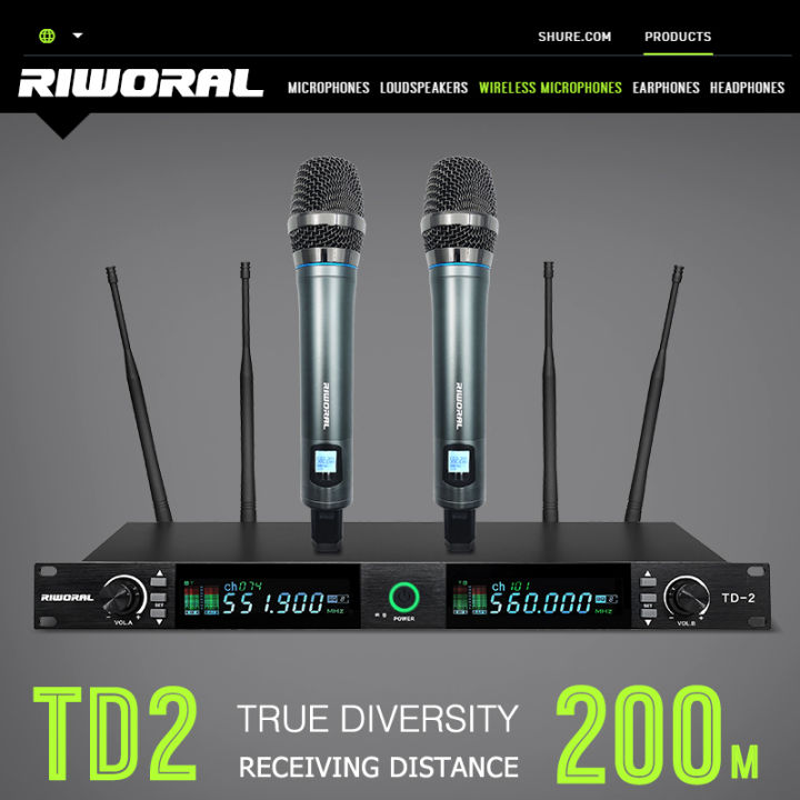 Wireless Microphone Karaoke Dual UHF Handheld Microphones Heavy Duty ...