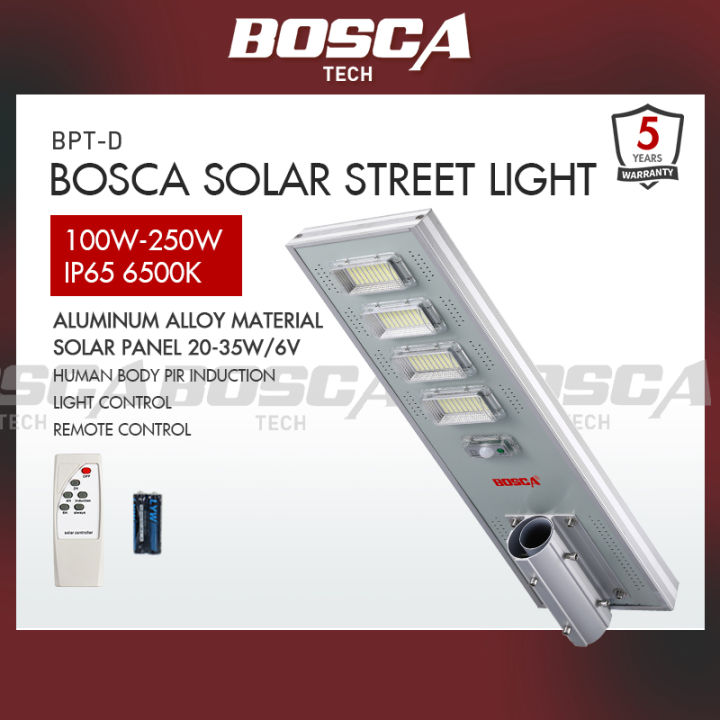 BOSCA Aluminum Alloy Solar Street Light IP65 5 YEARS WARRANTY 100W 150W 200W 250W BPT-D Light ...