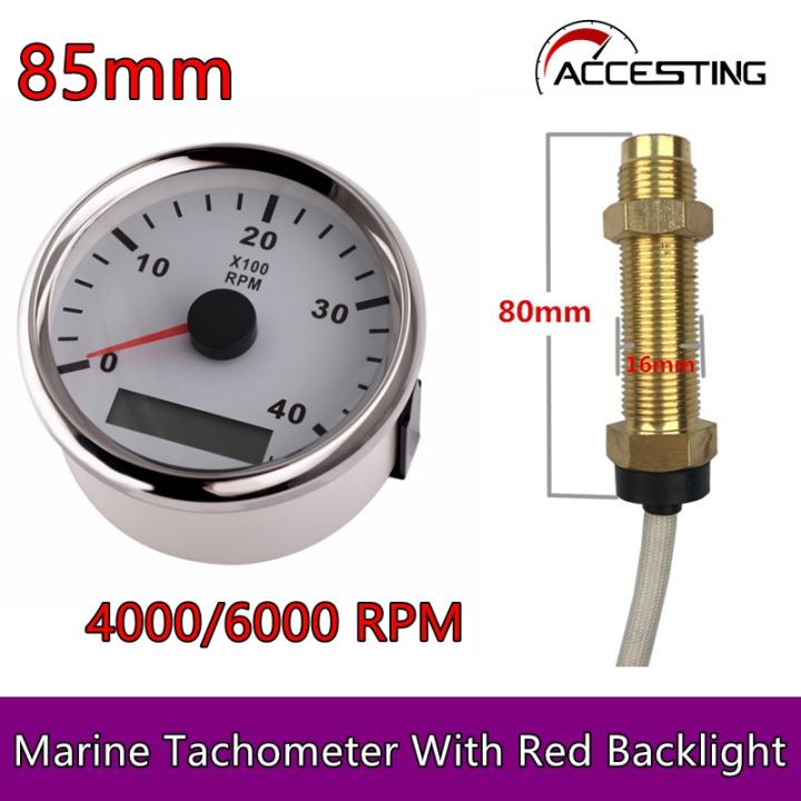 85MM 4000/6000 RPM Marine Tachometer Outboard Waterproof Tachometer ...