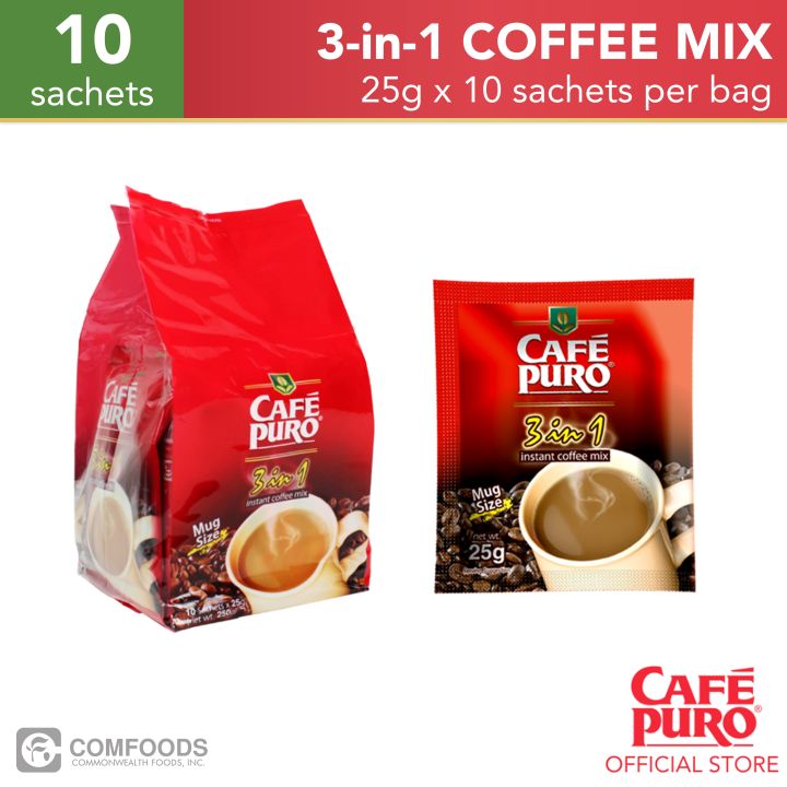 CAFE PURO 3-in-1 Coffee 25g x 10 Sachets / Bag | Lazada PH