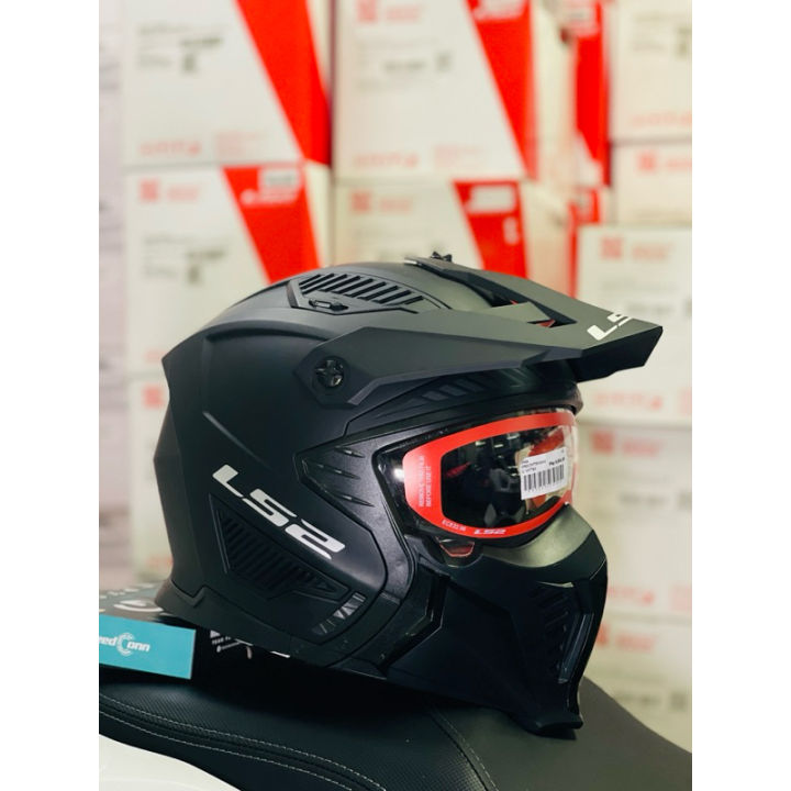 LS2 OF606 DRIFTER Dual Sport Helmet with FREE SPARE VISOR and Dust Bag ...