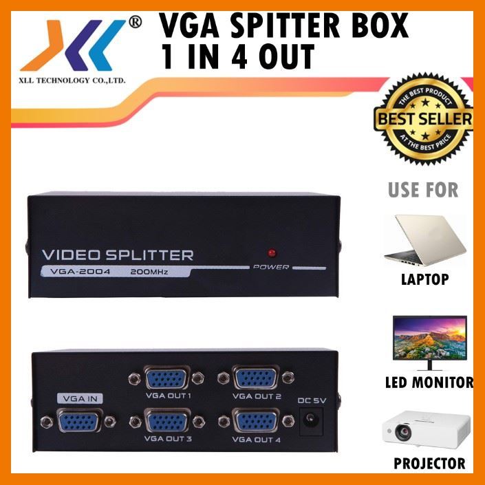 สินค้าขายดี!!! VGA Splitter Box 1 in 4 outกล่องสัญญาณภาพ VGA 2 port ...