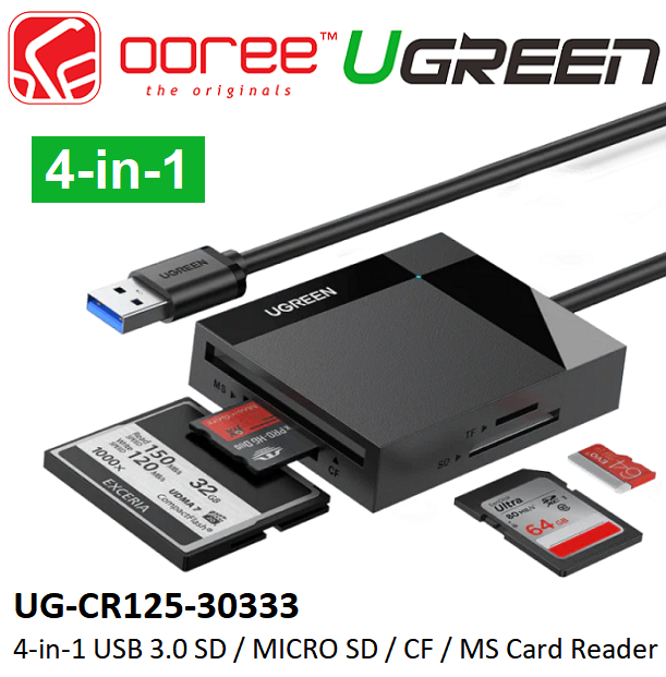 UGREEN 4-IN-1 SUPER SPEED USB 3.0 USB-A TO SD / TF / CF / MS SLOT CARD ...