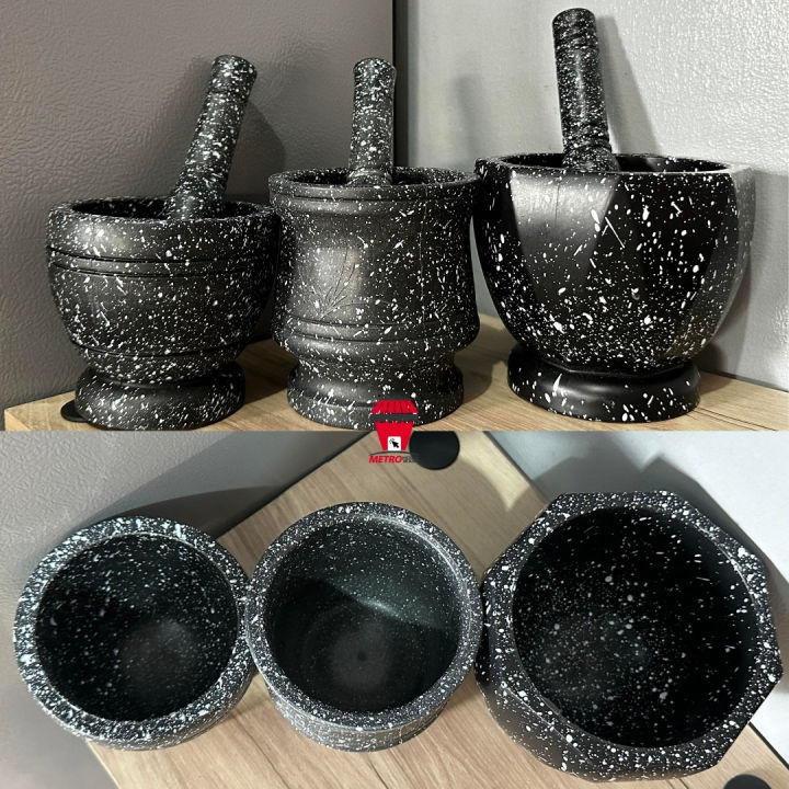 Black Marble-like Plastic Mortar and Pestle or Plastic Almeres in ...