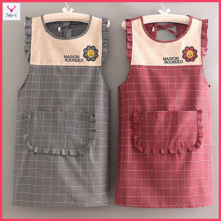 Pure cotton Korean version home cooking apron blouse sleeveless kitchen ...